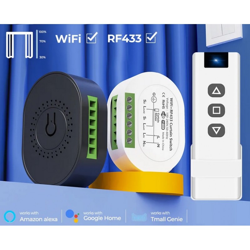 Comutator inteligent de releu WiFi + RF pentru jaluzele/rulouri rulante ...